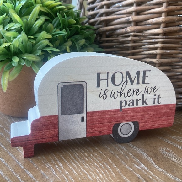 Accents | Retro Camper Trailer Home Is Where We Park It Rustic Wood ...